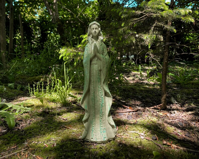 VERY TALL Virgin Mary Statue, Cast Stone Virgin Mary, Colorful Virgin ...