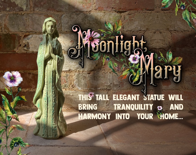 VERY TALL Virgin Mary Statue, Cast Stone Virgin Mary, Colorful Virgin ...