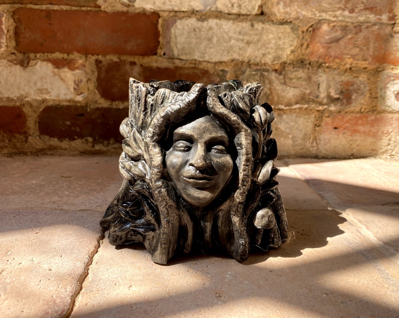 Goddess of the Night Plant Pot, Tree Face Planter in a Natural Stone ...