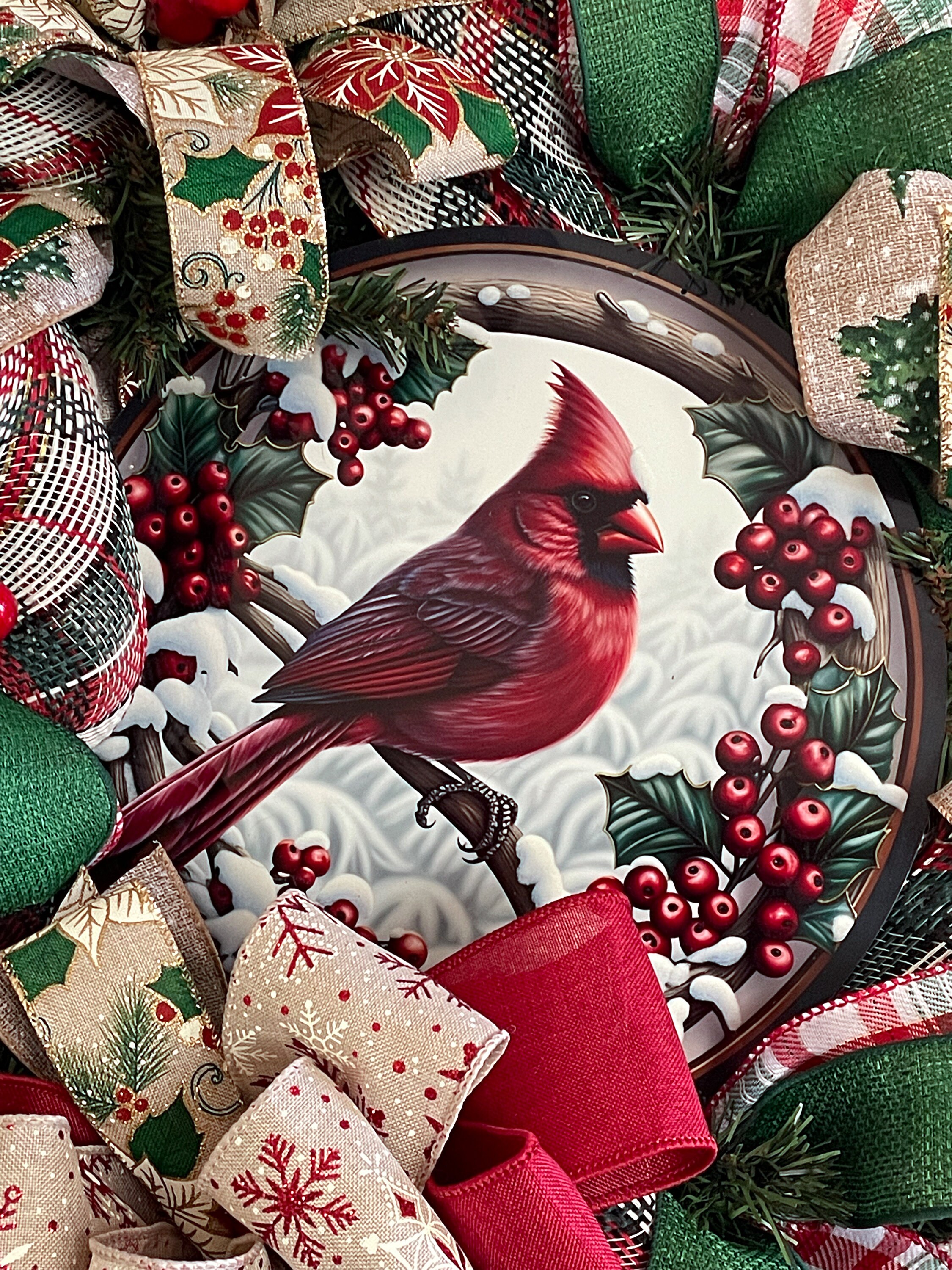 Christmas Wreath Cardinal Wreath Winter Wreath Front Door Wreath Front Door Decor Bird