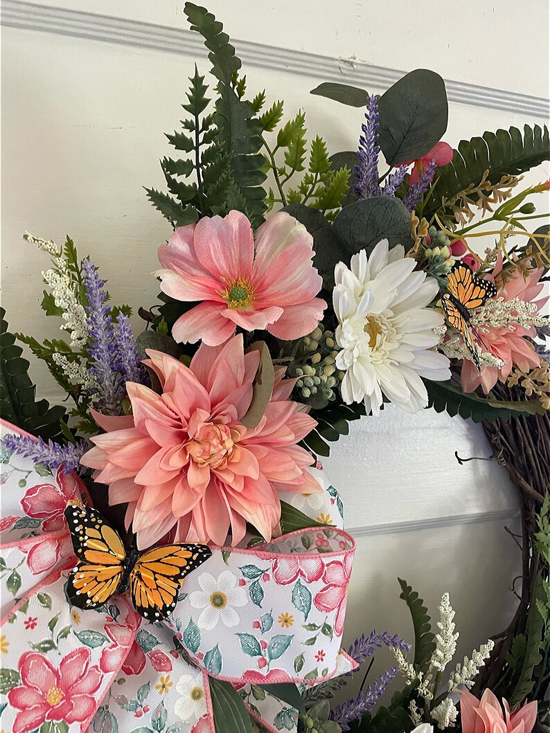 Spring Floral Wreath, Mother's Day Gift, Grapevine Floral, Everyday ...