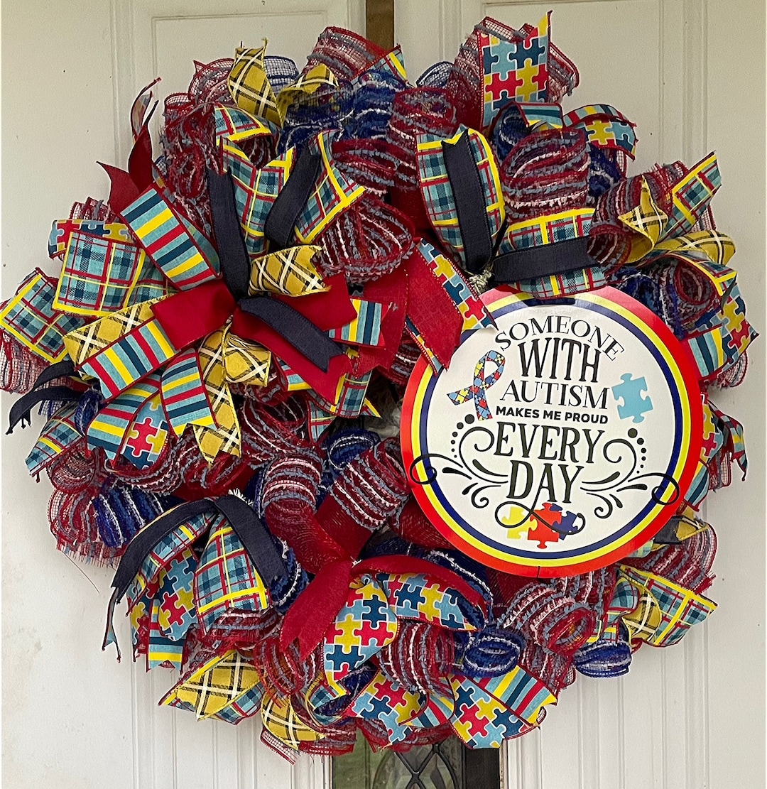 Autism Awareness Wreath, Autism Awareness Decor, Mom of Autism ...