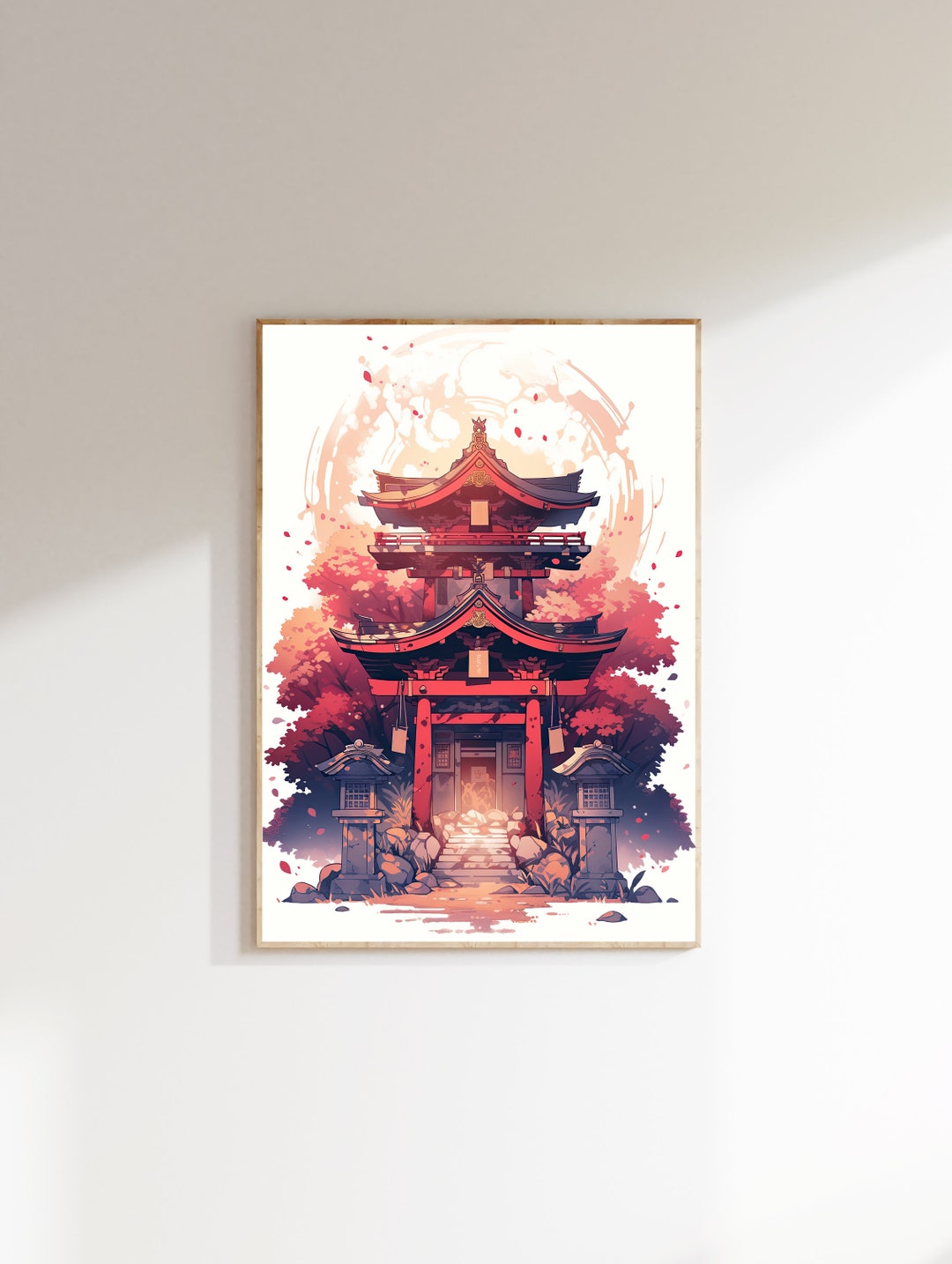 Japanese Temple Print Japanese Temple Painting Japanese - Etsy