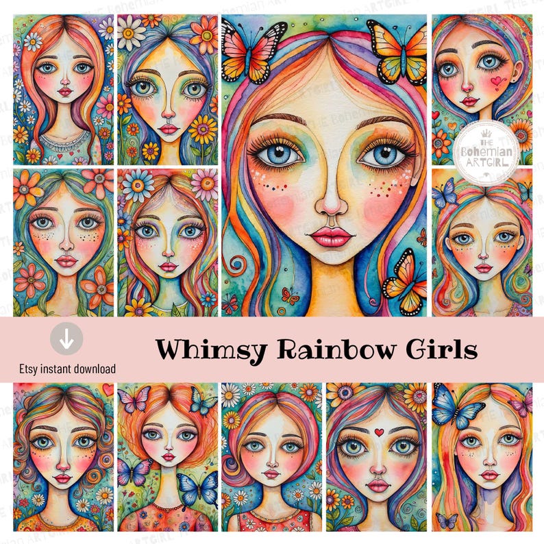 Whimsical Girls, Whimsy Art, Mixed Media Art Junk Journaling, Ephemera ...