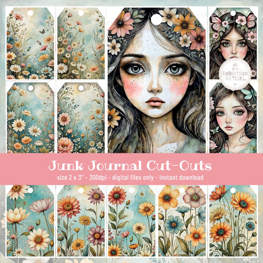 Printable Cut-outs, Tags, Mixed Media Art Journaling, Junk Journal ...