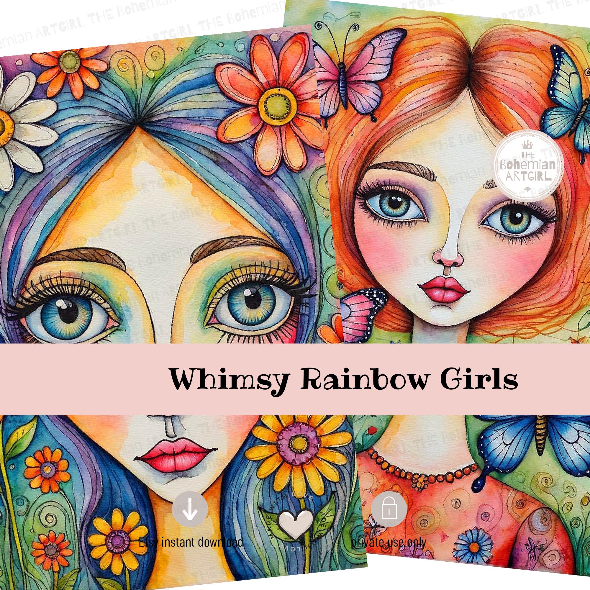Whimsical Girls, Whimsy Art, Mixed Media Art Junk Journaling, Ephemera ...