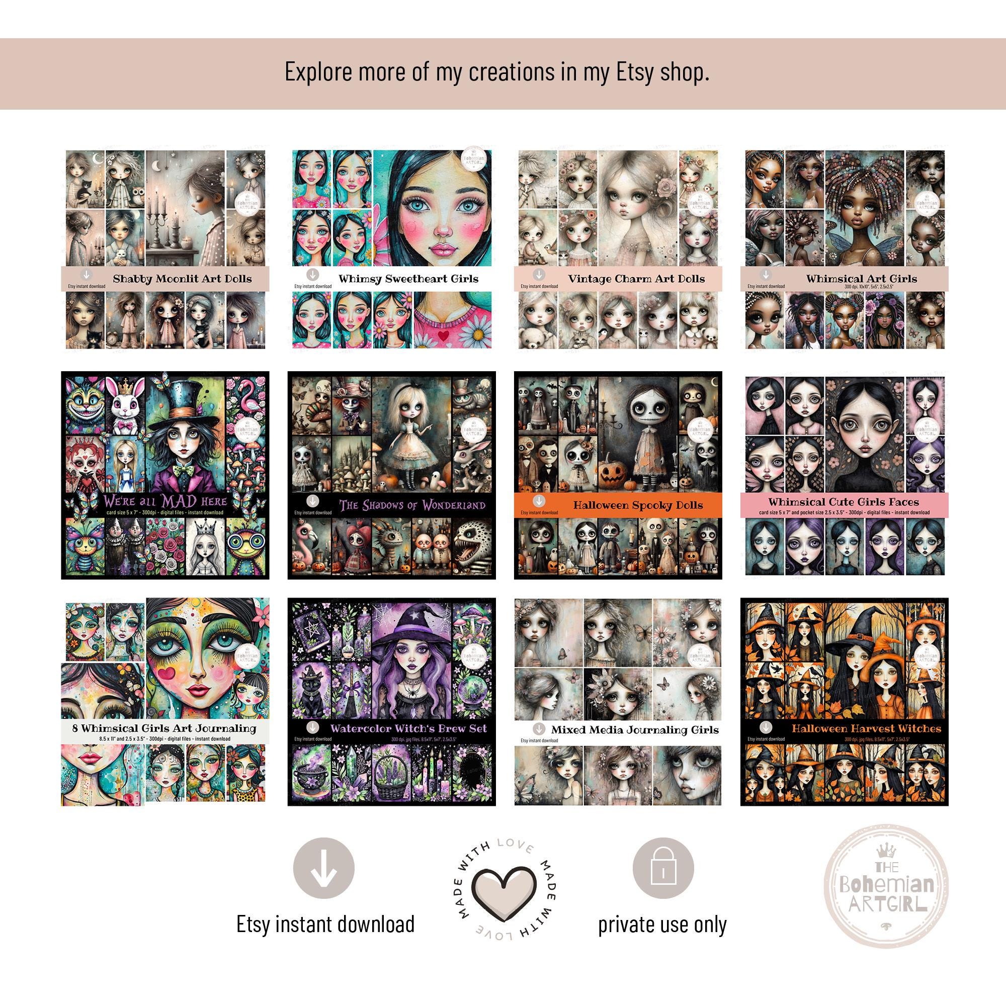 Whimsical Girls, Whimsy Art, Mixed Media Art Junk Journaling, Ephemera ...