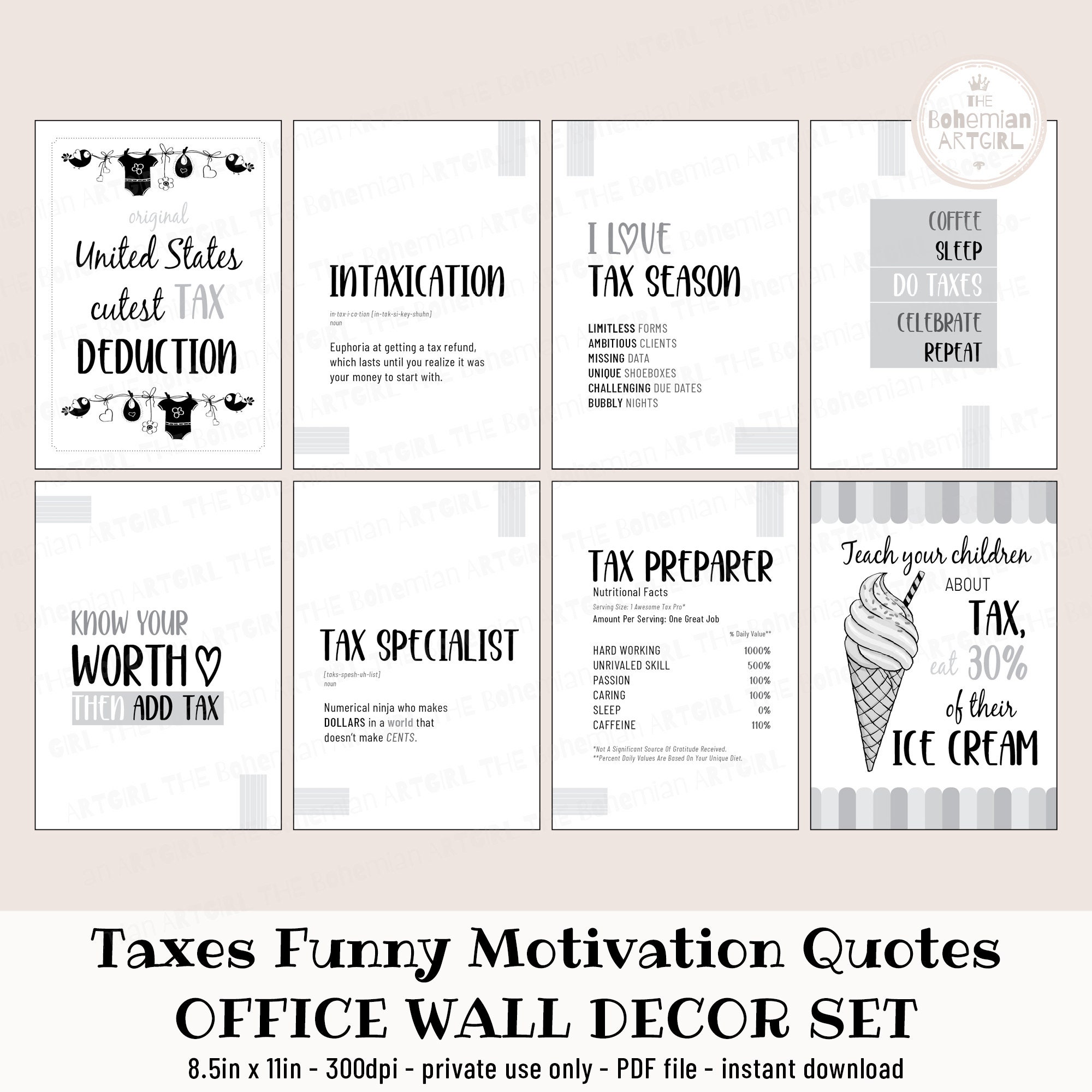Taxes Funny Motivation Quotes, Printable Wall Art, Tax Preparer Office ...