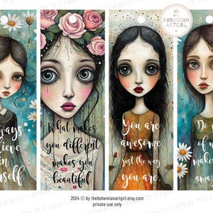 Whimsical Bookmarks – Set of 4 Printable Designs | 2.5x7 Inches | 300 ...