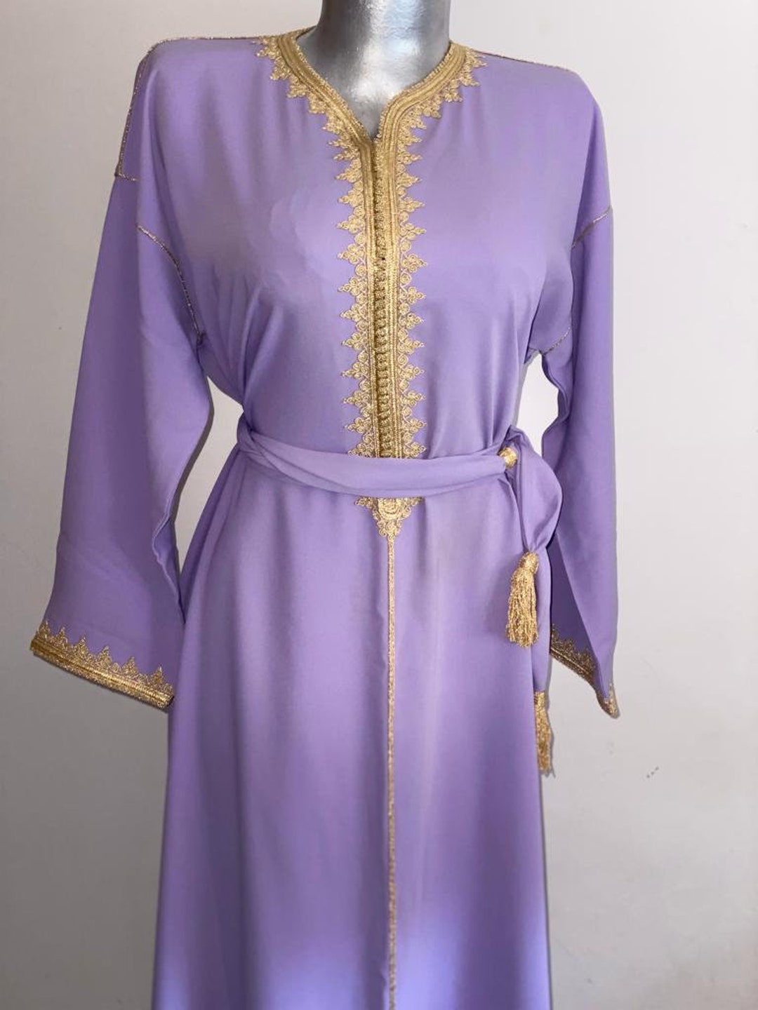 Moroccan Crepe Kaftan With Golden Sfifa, Weddings, Abaya, Gift for Her - Etsy