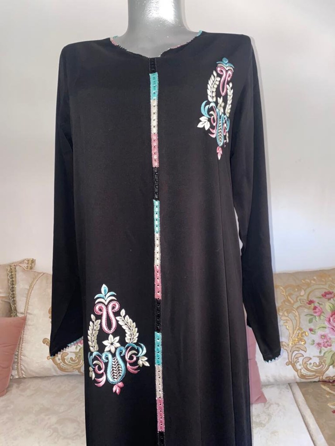 Embroidered Caftan Worked With Randa and Silk Thread Gandoura Abaya ...