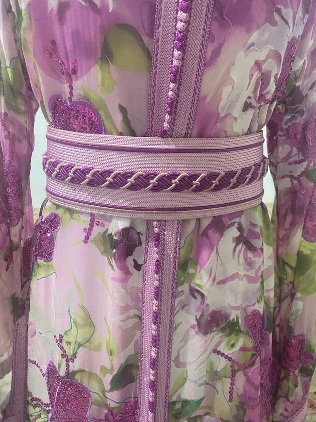 Moroccan Kaftan Takchita Worked in Sfifa 2 Pieces, Silk Thread Belt ...