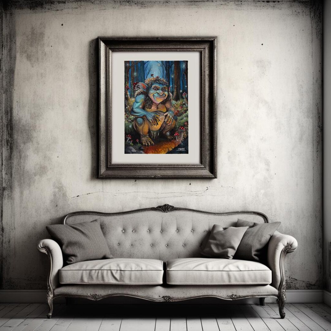 Cute Fantasy Forest Troll, Watercolor Print Replica, Art Print, Trolls ...