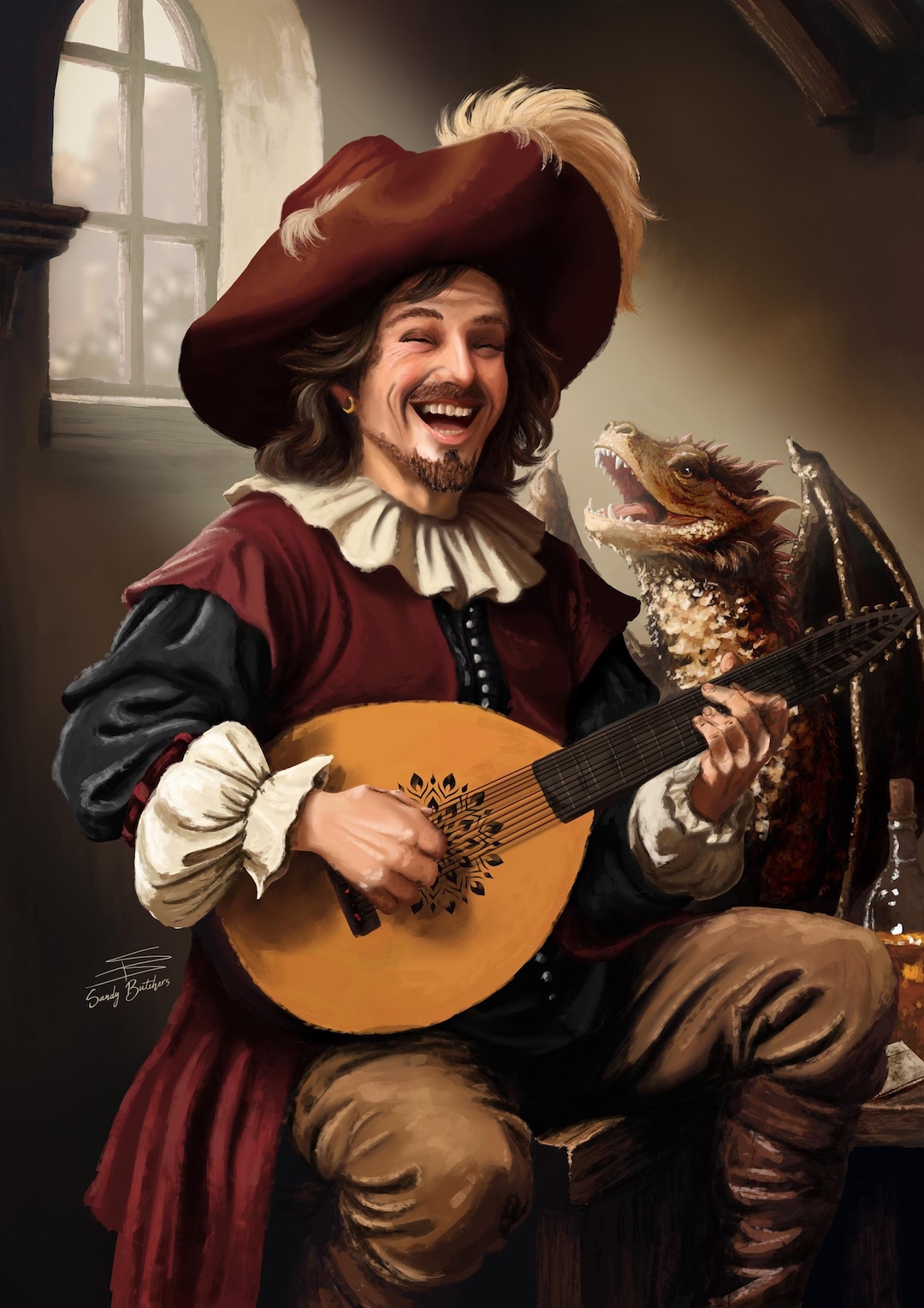 Dungeons and Dragons Bard, Dragon Art, D&D, Art Print, Fantasy Poster ...