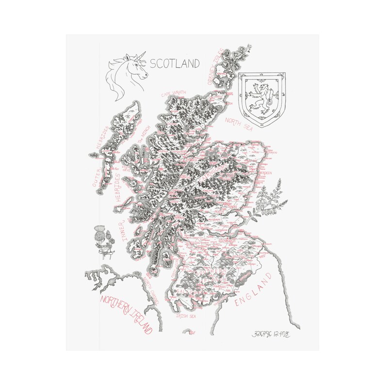 Ye Auld Map of Scotland - Etsy