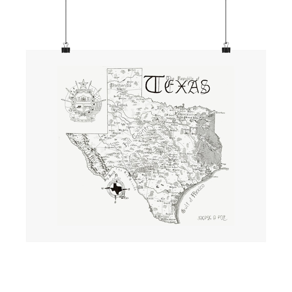 Ye Auld Map of Texas - Etsy