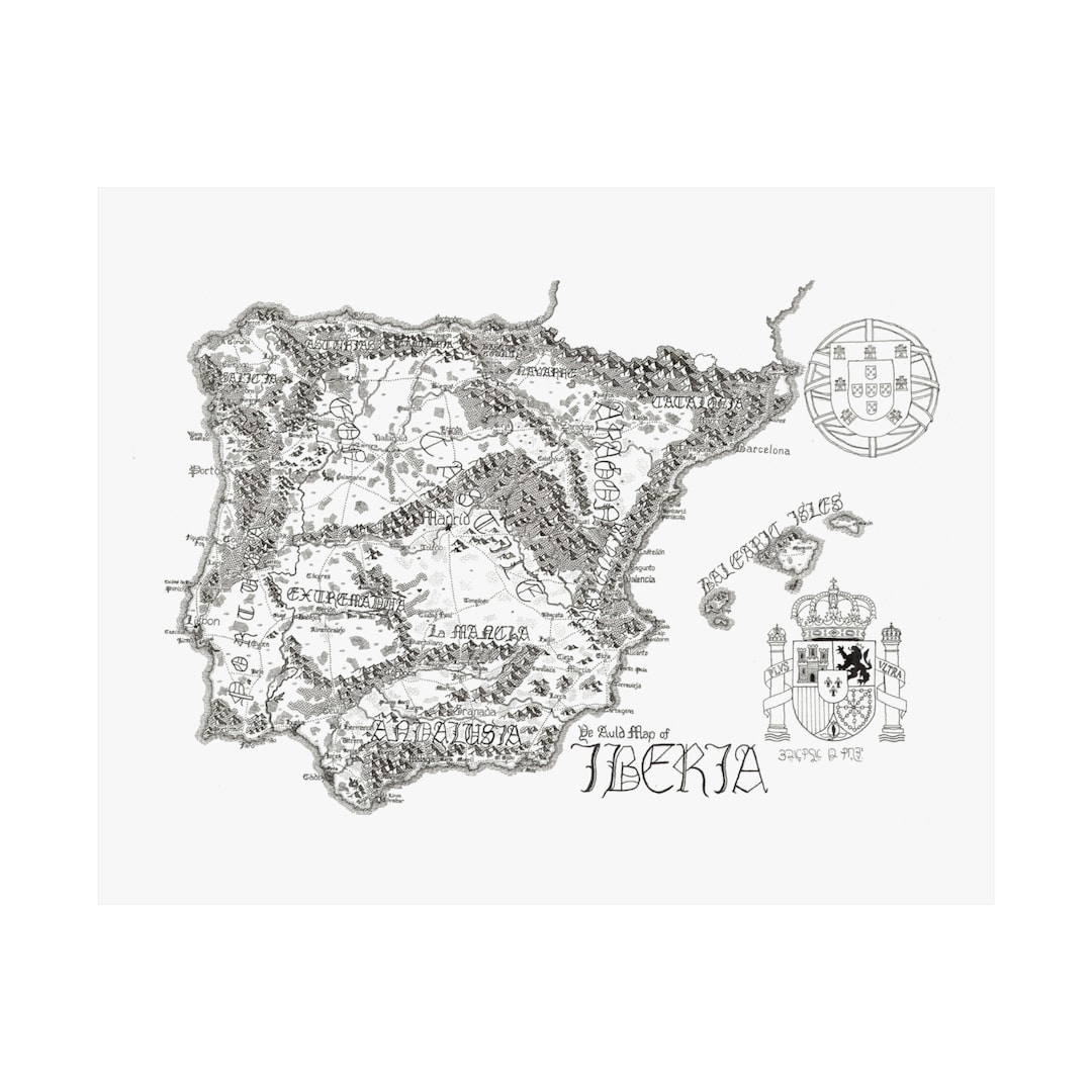 Ye Auld Map of Iberia - Etsy
