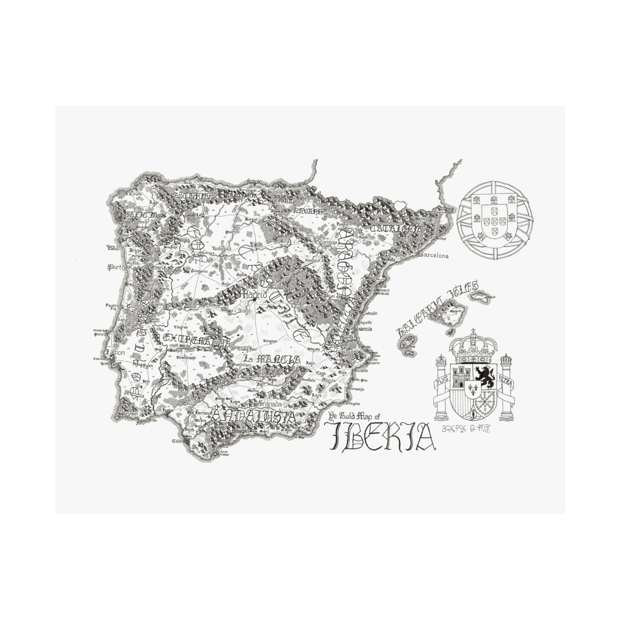 Ye Auld Map of Iberia - Etsy
