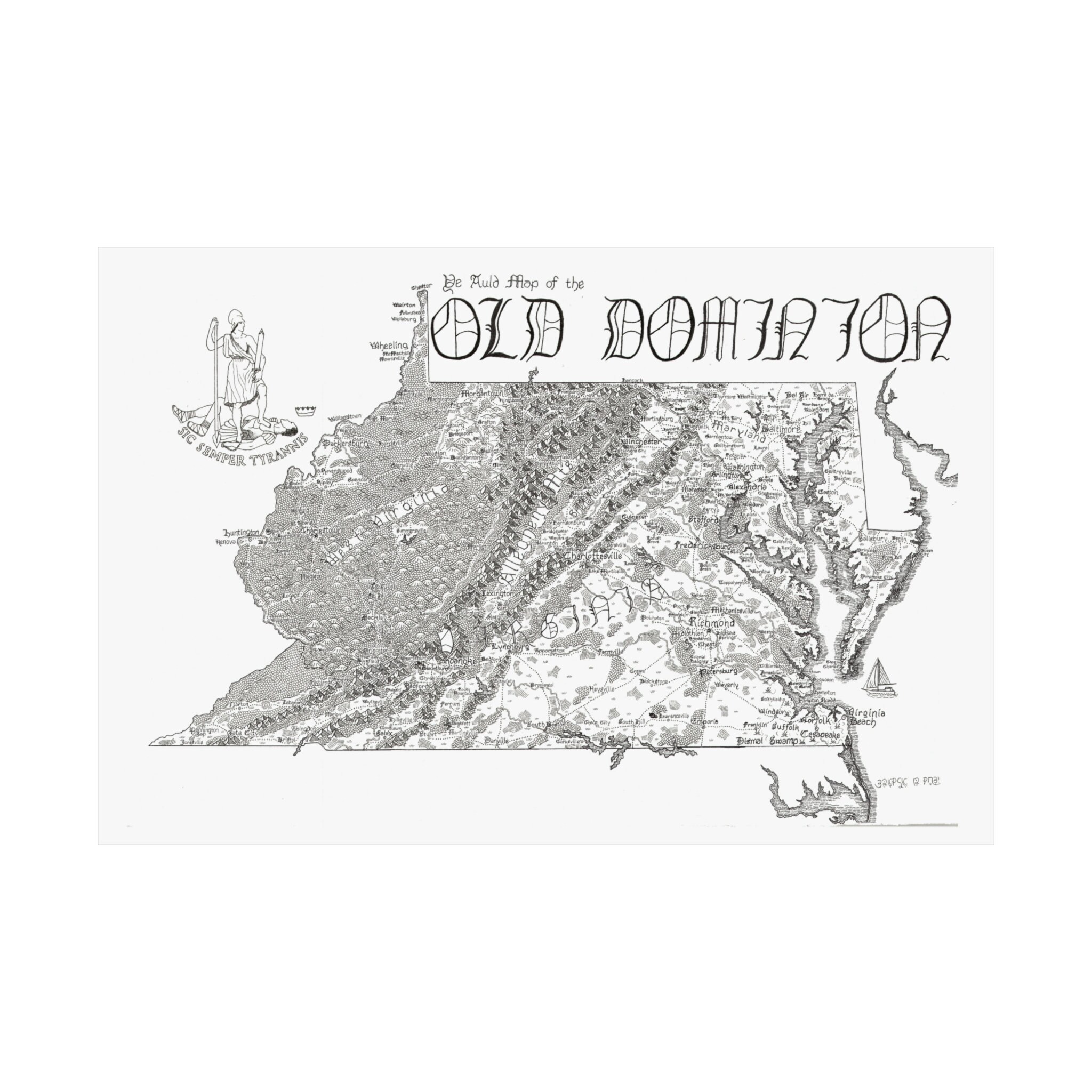 Ye Auld Map of the Old Dominion - Etsy