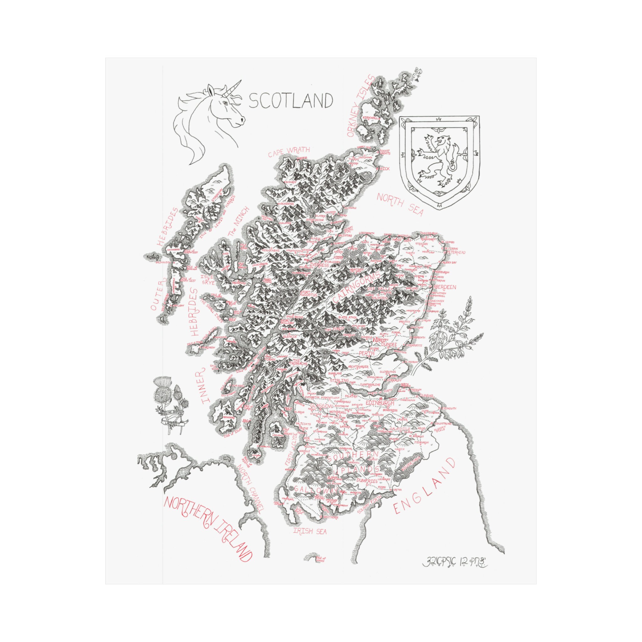 Ye Auld Map of Scotland - Etsy