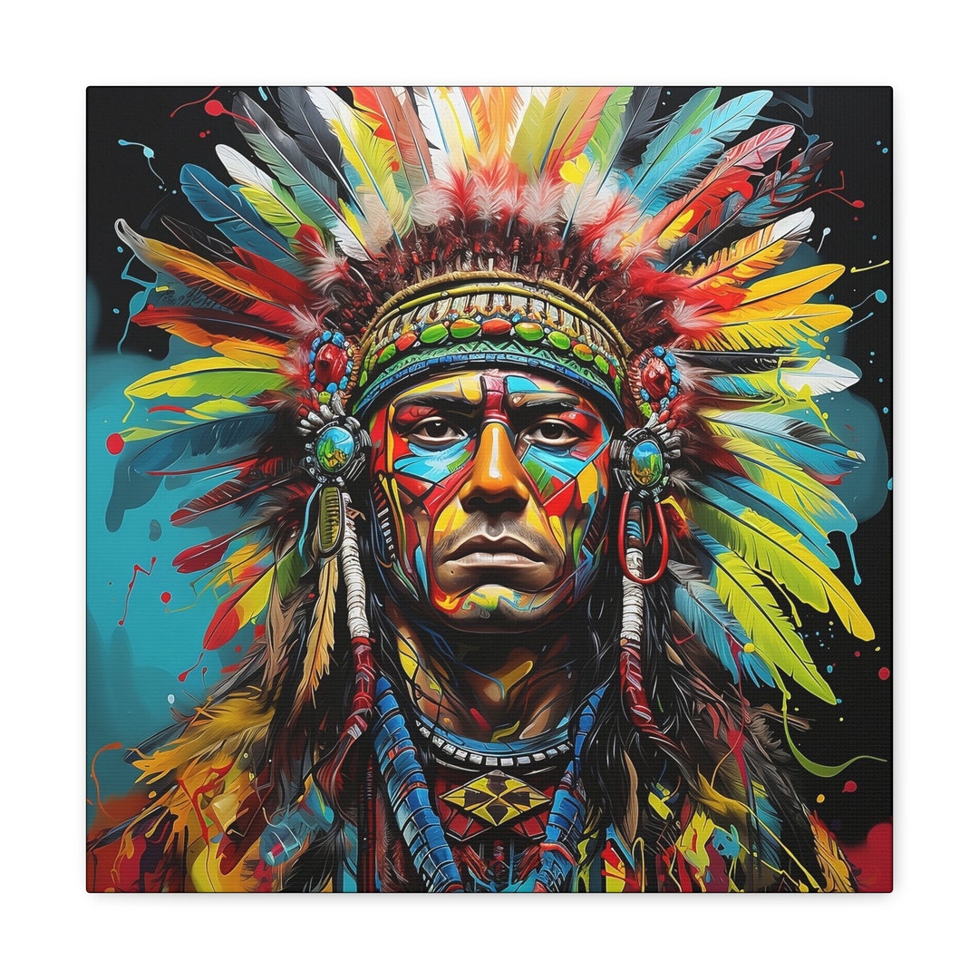 Aztec Warrior, Headdress, Fierce, Canvas Art - Etsy