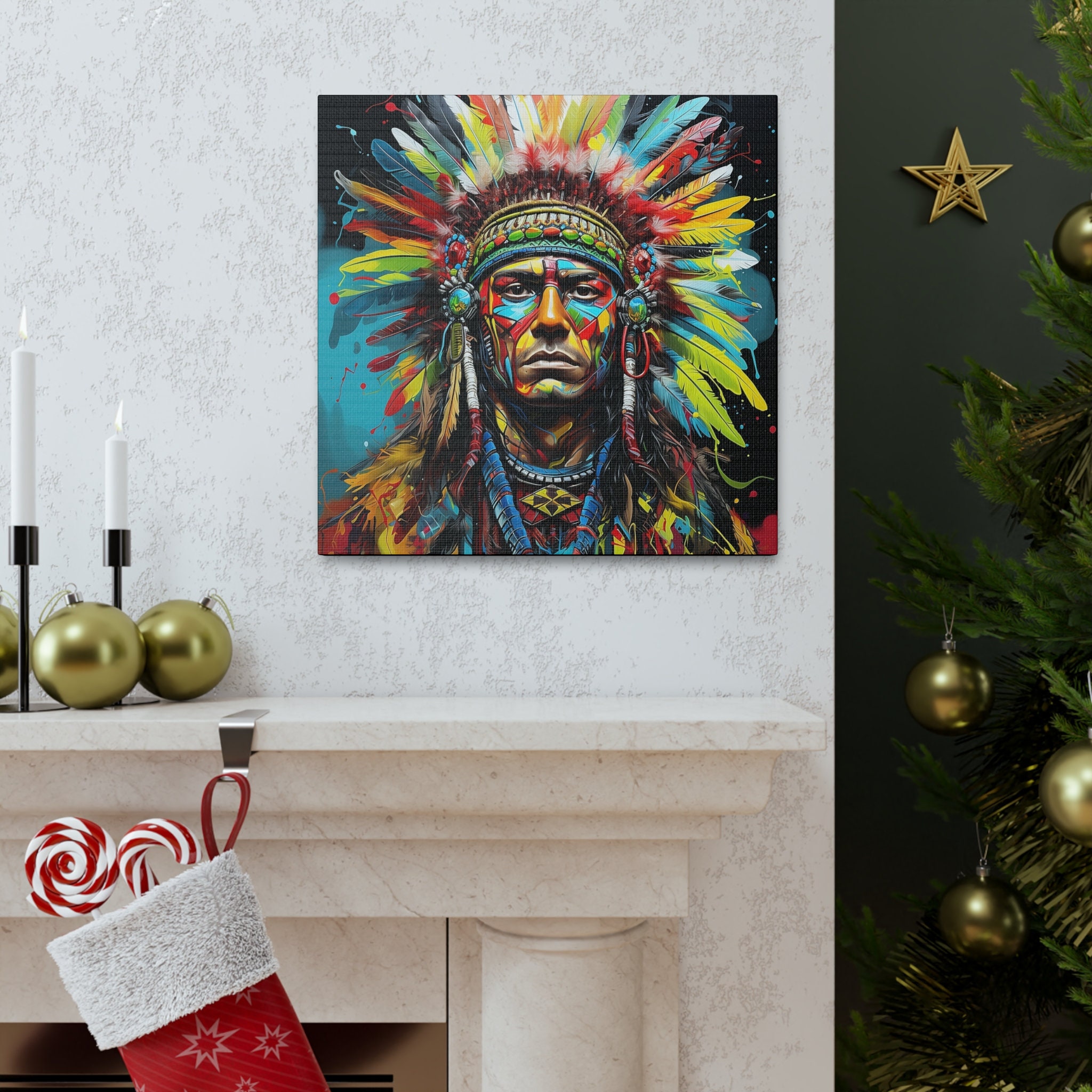 Aztec Warrior, Headdress, Fierce, Canvas Art - Etsy