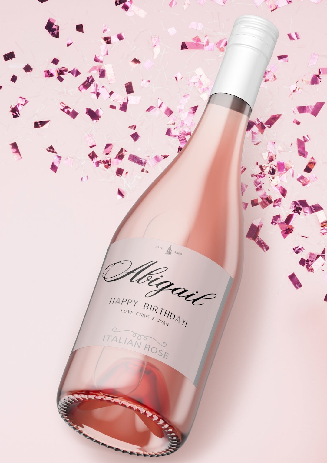 Personalized Wine Label Stickers, Custom Name & Message, Rose and ...