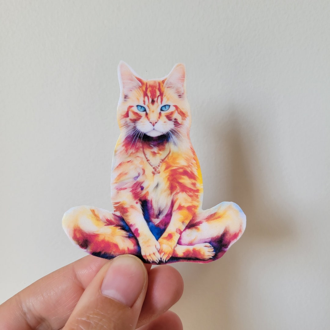 Funny Cat Sticker - Upright Sitting Pose - Crossed Legs - Hilarious ...