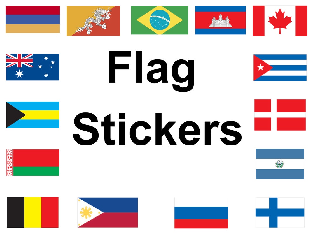 Custom Country Flag Vinyl Sticker Glossy or Matte Finish, Various Sizes ...