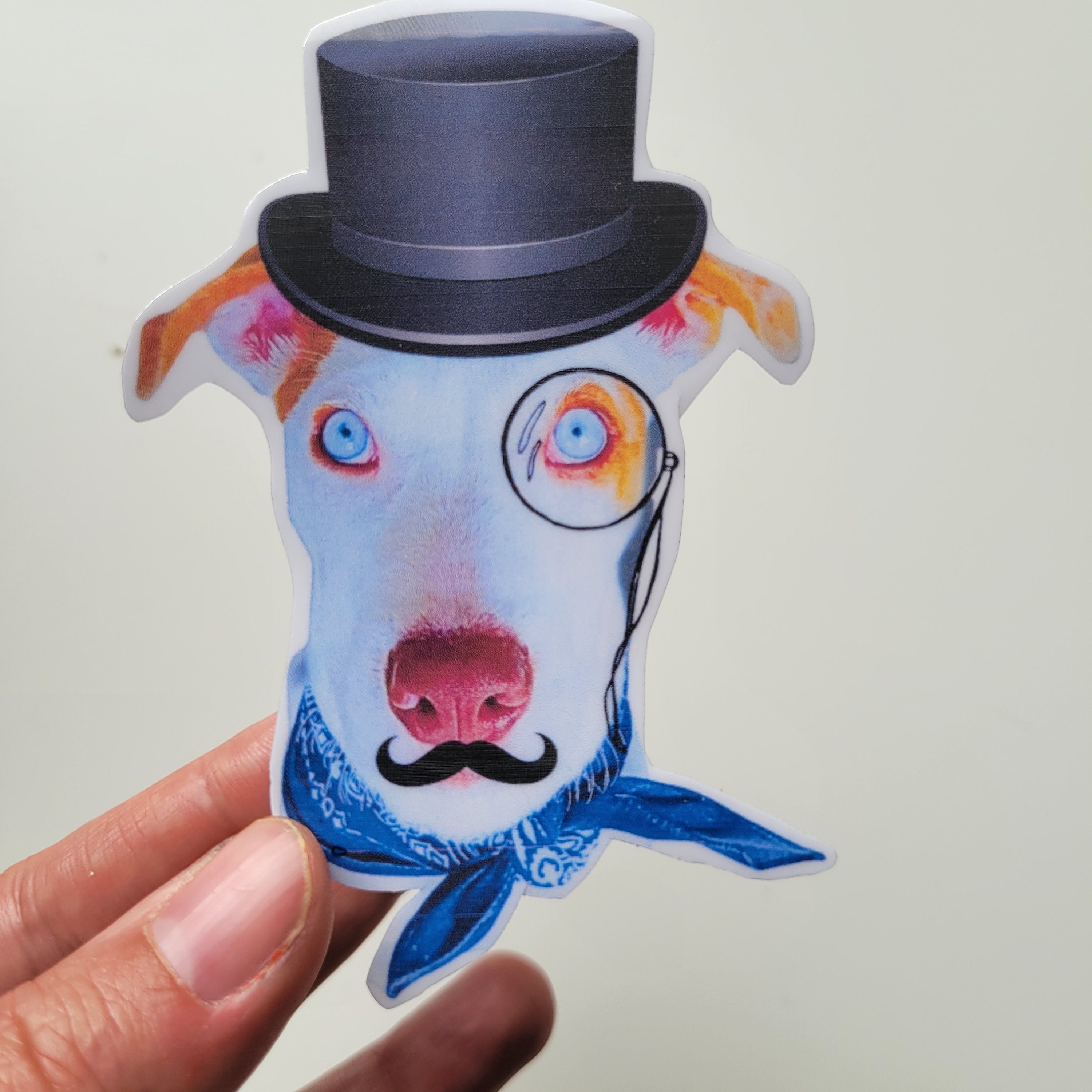 Dapper Dog Vinyl Sticker Top Hat, Monocle, Mustache Whimsical Pet Decal ...