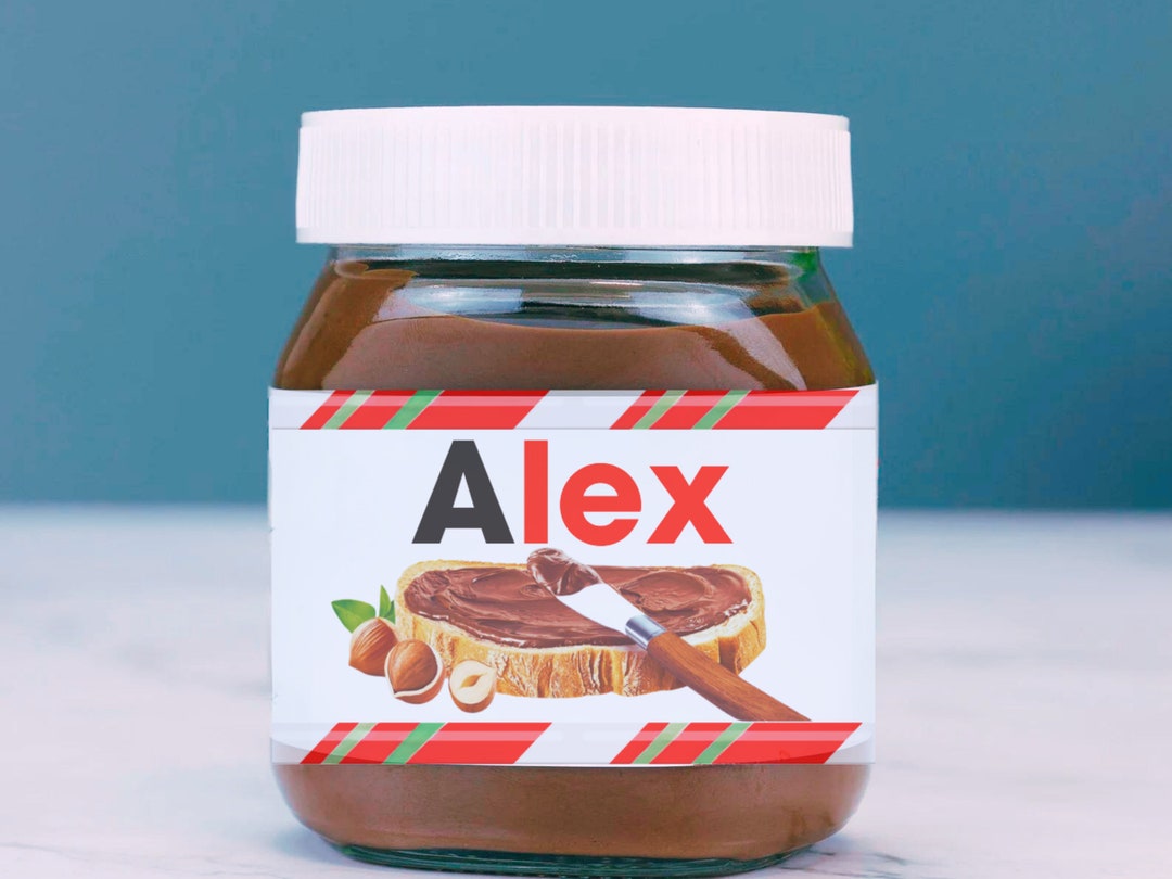 Christmas Personalized Nutella Jar Sticker, Custom Name Label, Unique ...
