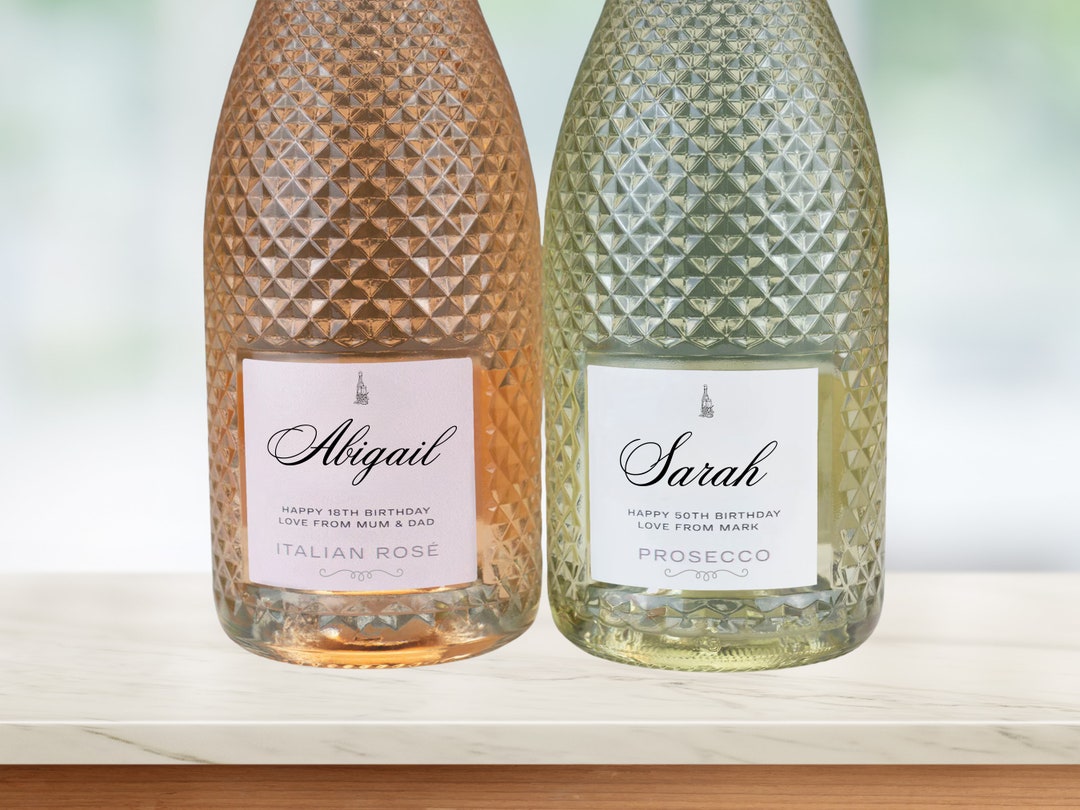 Personalized Wine Label Stickers, Custom Name & Message, Rose and ...
