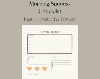 Morning Checklist,morning Routine,daily Checklist,day at a Glance,daily ...