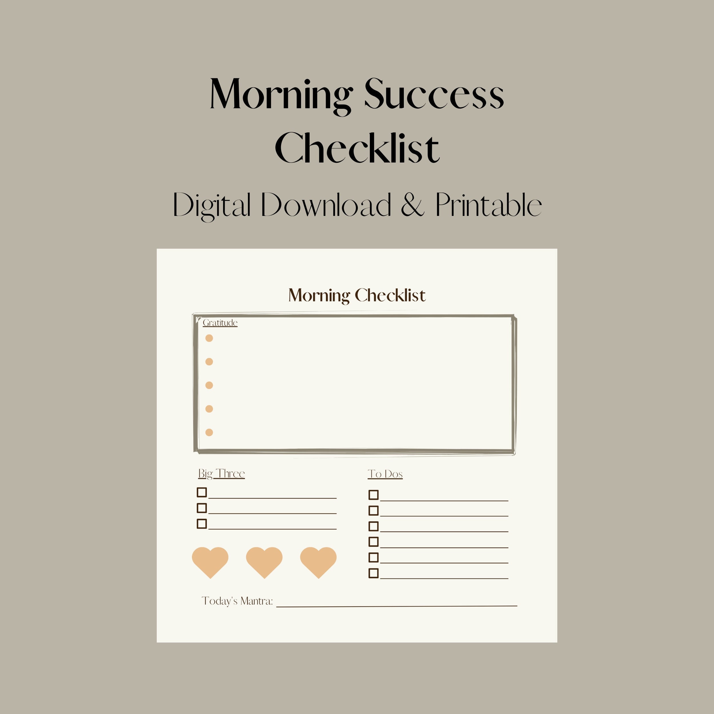 Morning Success Checklist, Daily Planner (digital Download) - Etsy