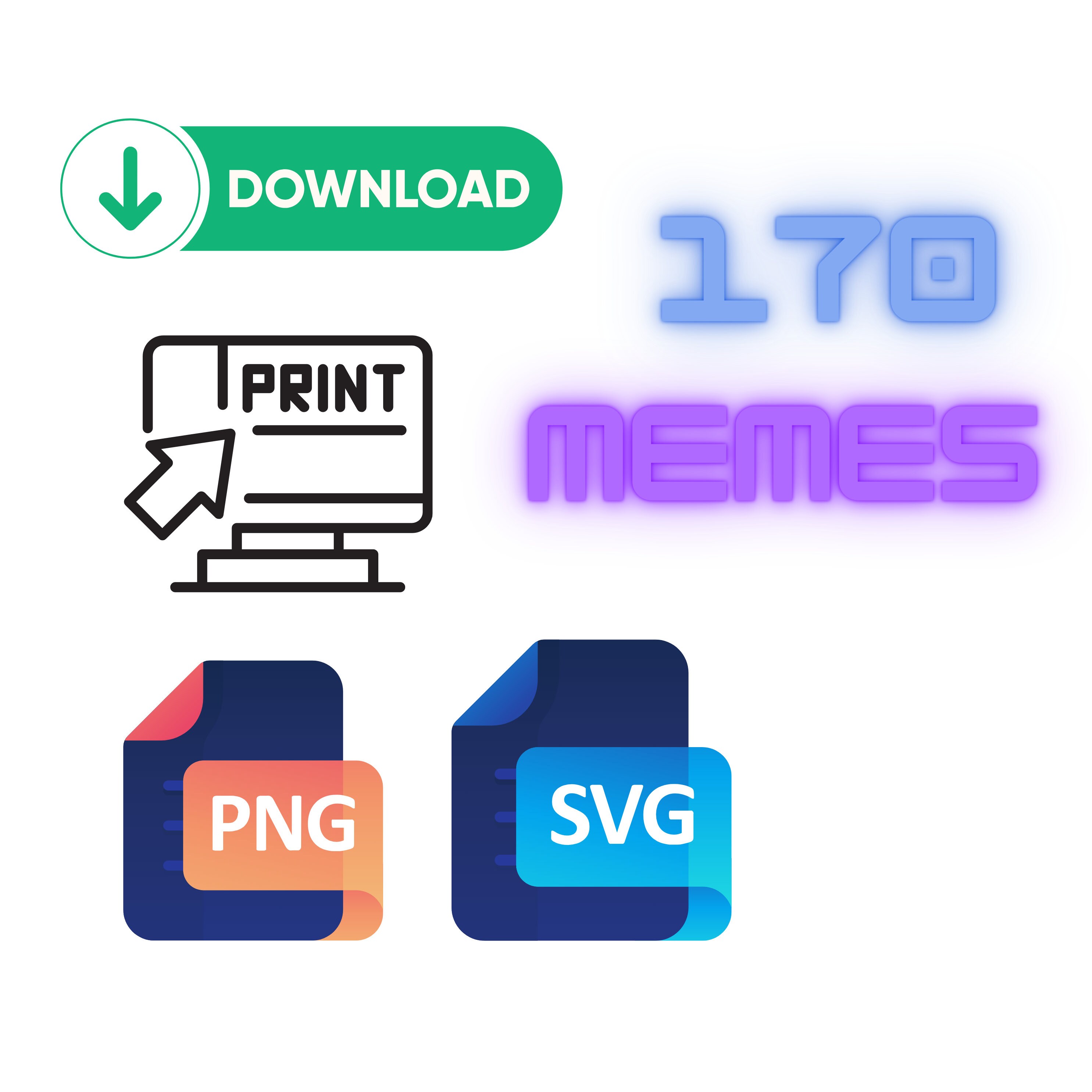 160 Meme Emotes Pack PNG SVG for Tshirt meme Emotes Twitch, Discord ...