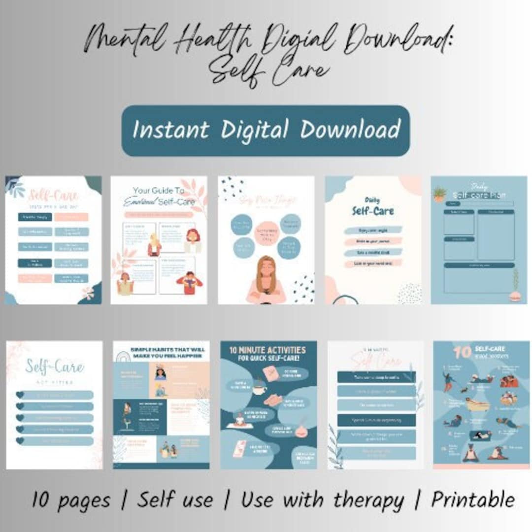 Mental Health Self-care Worksheets and Reminders (10 Pages Total) - Etsy
