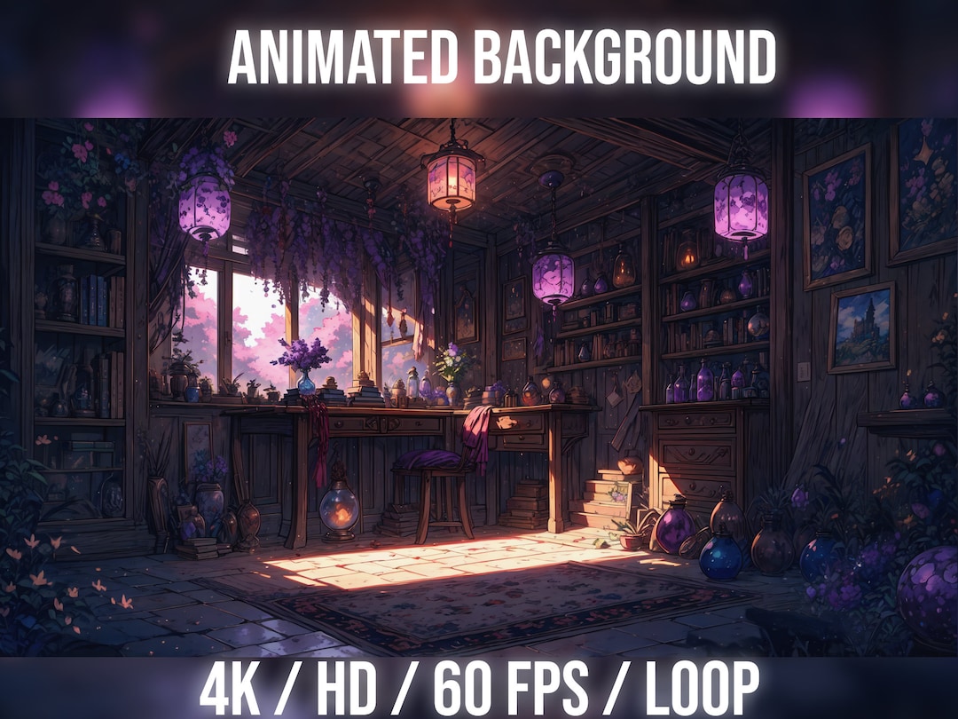 Animated Background Witch Laboratory | Witch Library | Witch Room for ...