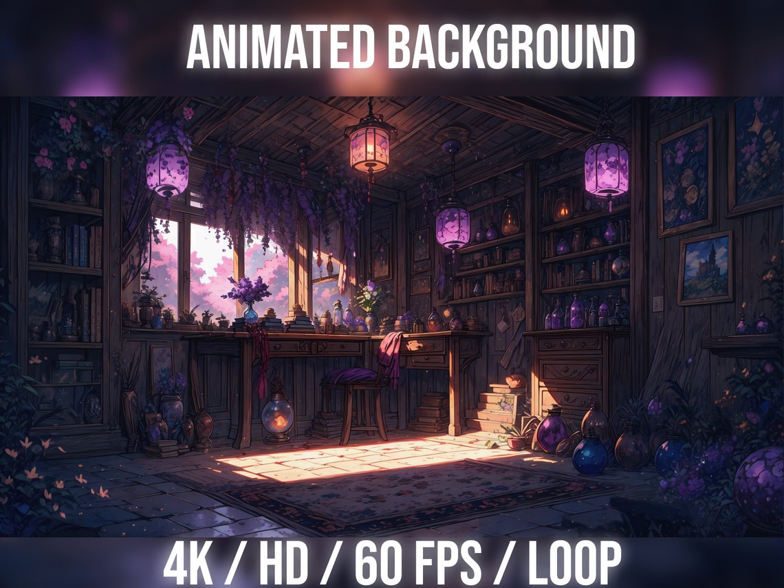 Animated Background Witch Laboratory | Witch Library | Witch Room for ...