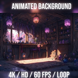 Animated Background Witch Laboratory | Witch Library | Witch Room for ...