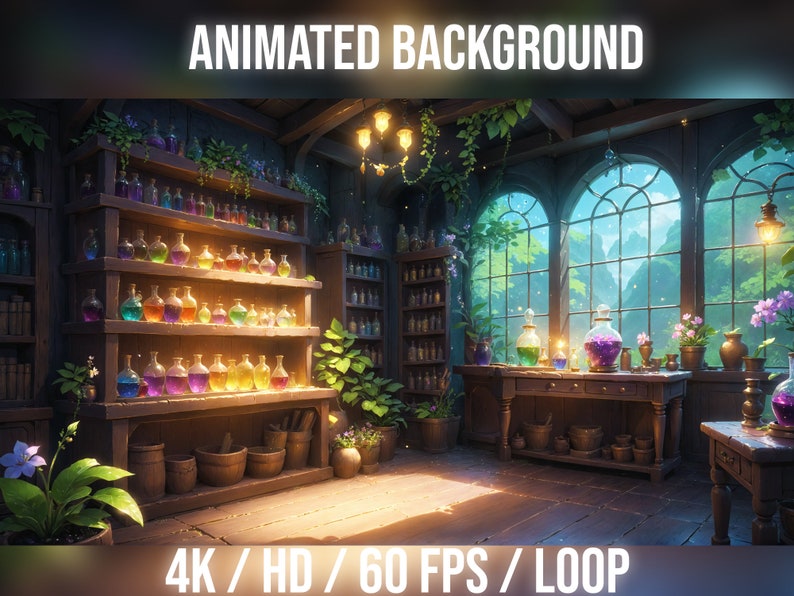 Animated Background Magic Alchemical Laboratory for Vtuber, Twitch or ...