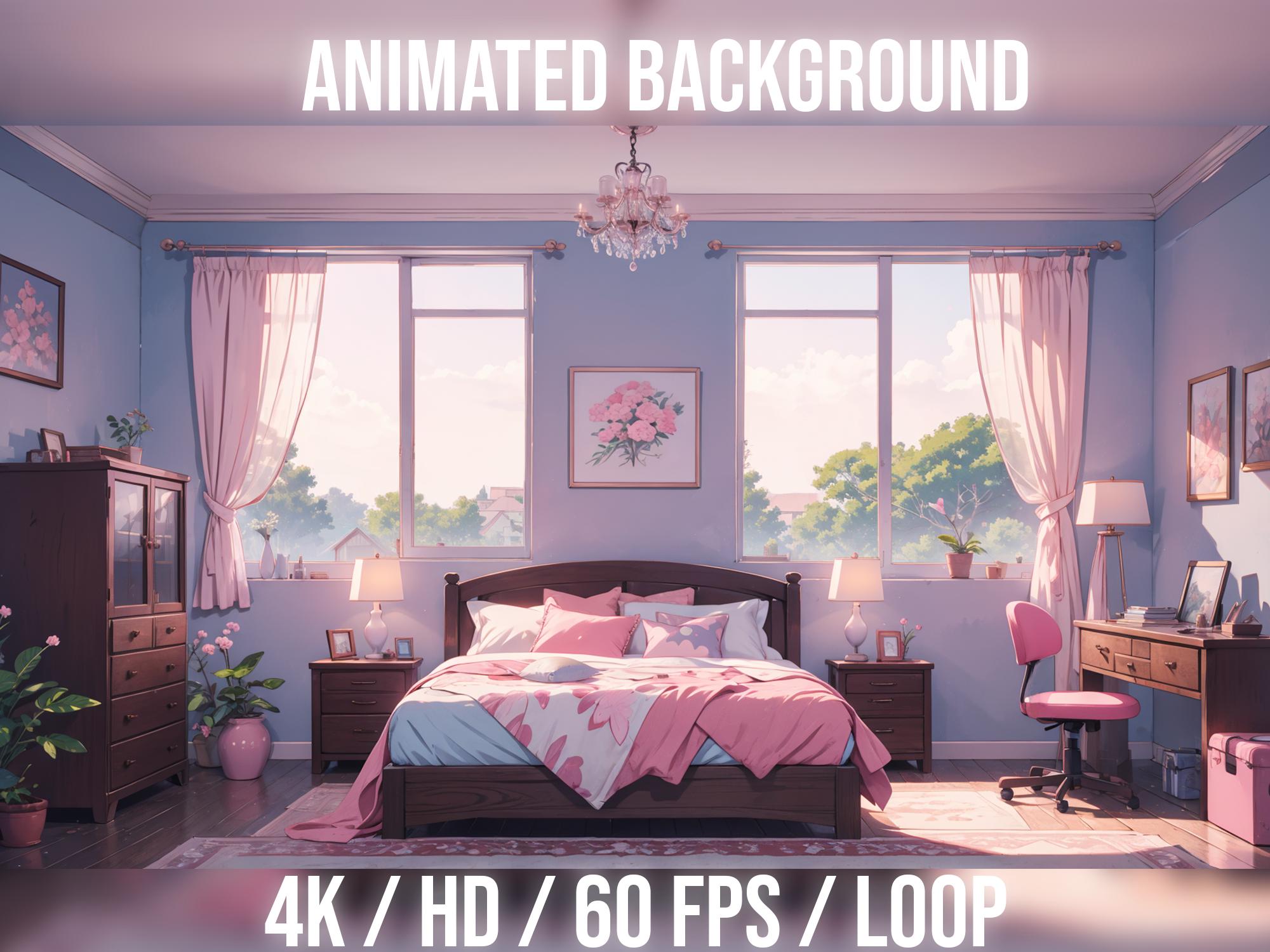 Animated Background Cozy Pink Bedroom Aesthetic Room Pastel for Vtuber ...