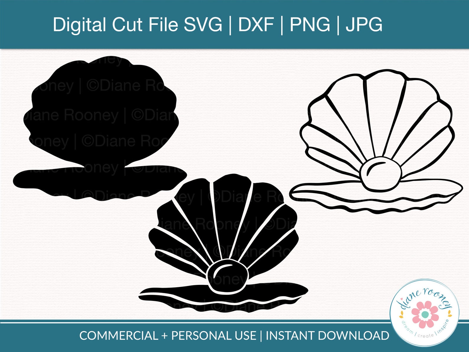 Mermaid Shell SVG Instant Download Oyster Shell Cut File Scallop Shell ...