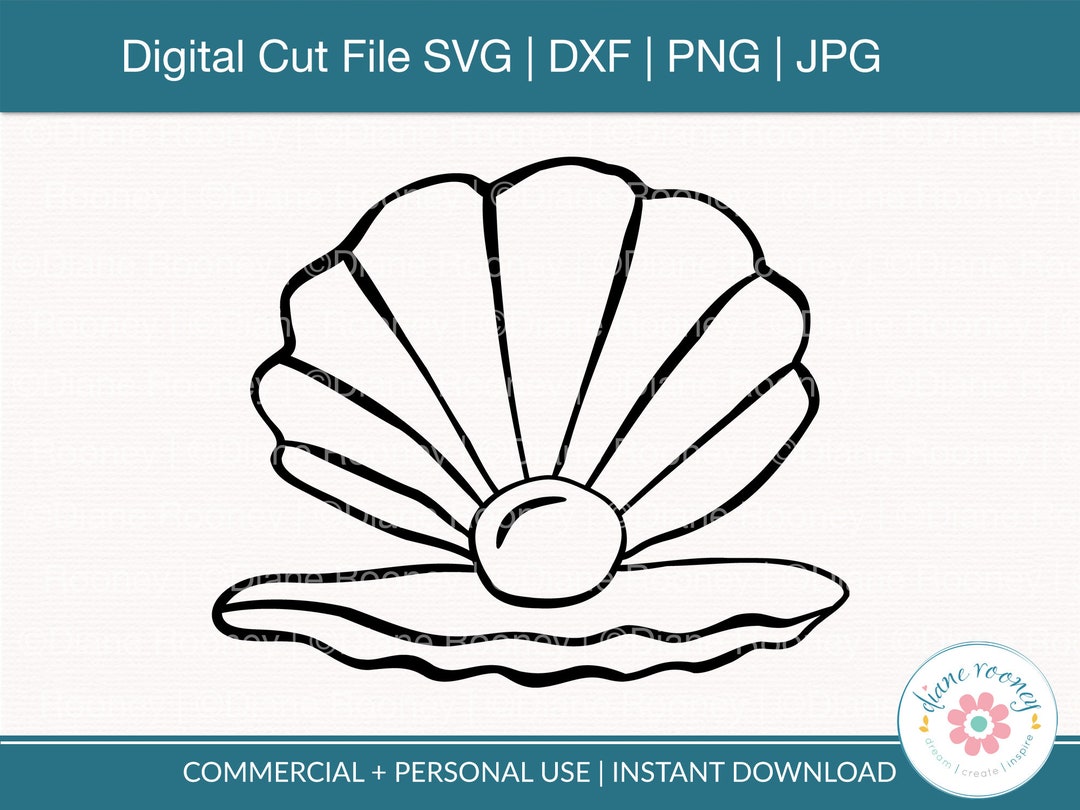 Mermaid Shell SVG Instant Download Oyster Shell Cut File Scallop Shell ...