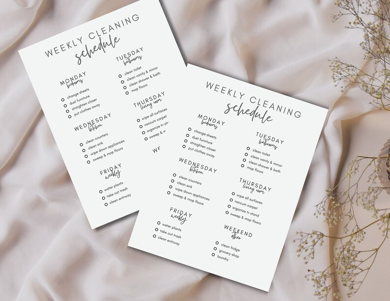 Editable Weekly Cleaning Schedule Template Cleaning Planner Cleaning ...