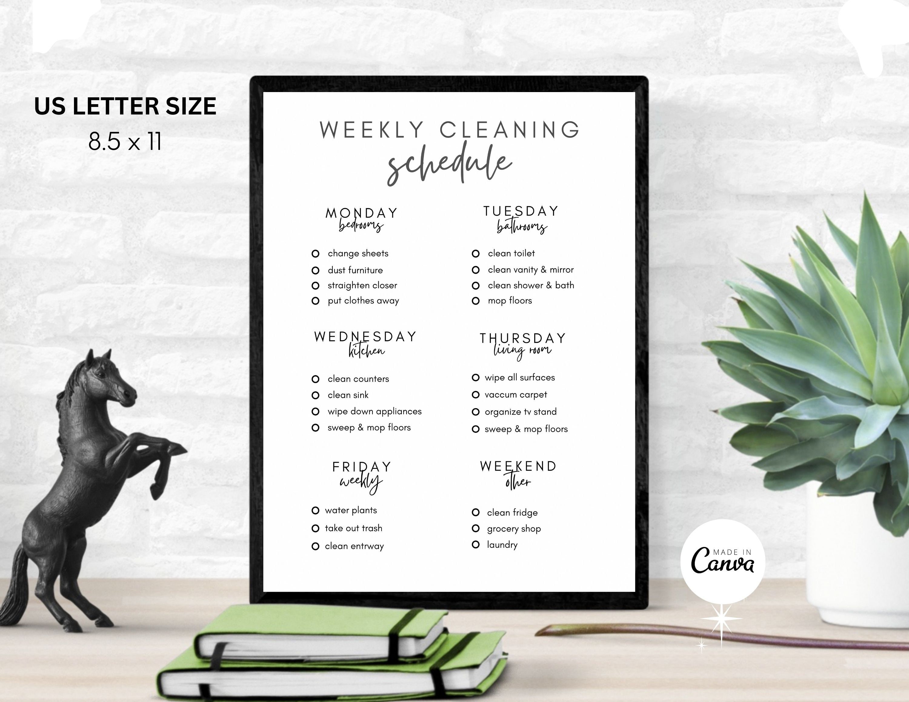 Editable Weekly Cleaning Schedule Template Cleaning Planner - Etsy