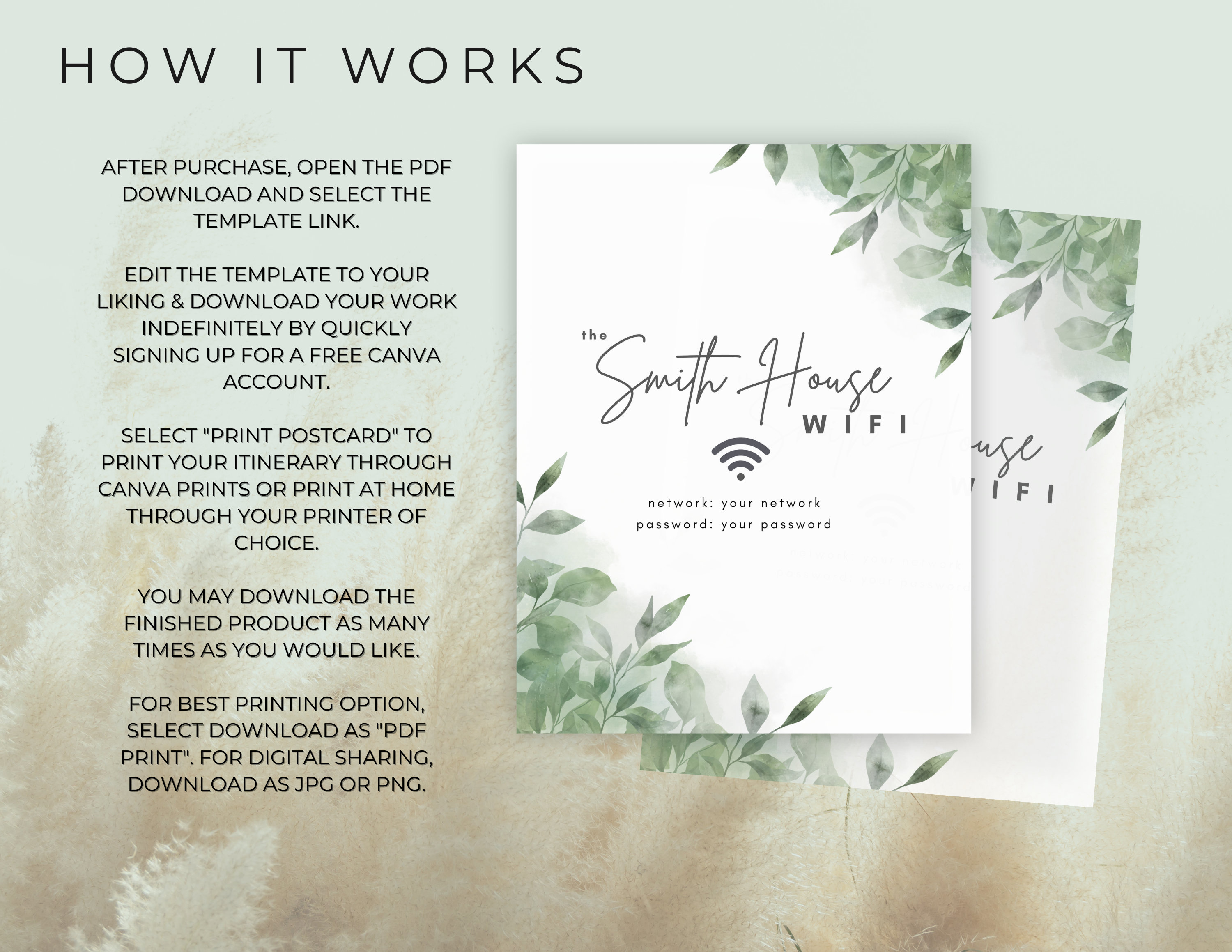 WIFI Password Sign | Printable WIFI Password Sign | Editable Wifi Sign ...