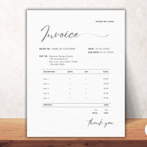 Invoice Template Editable | Printable Custom Order Form | Invoice Form ...