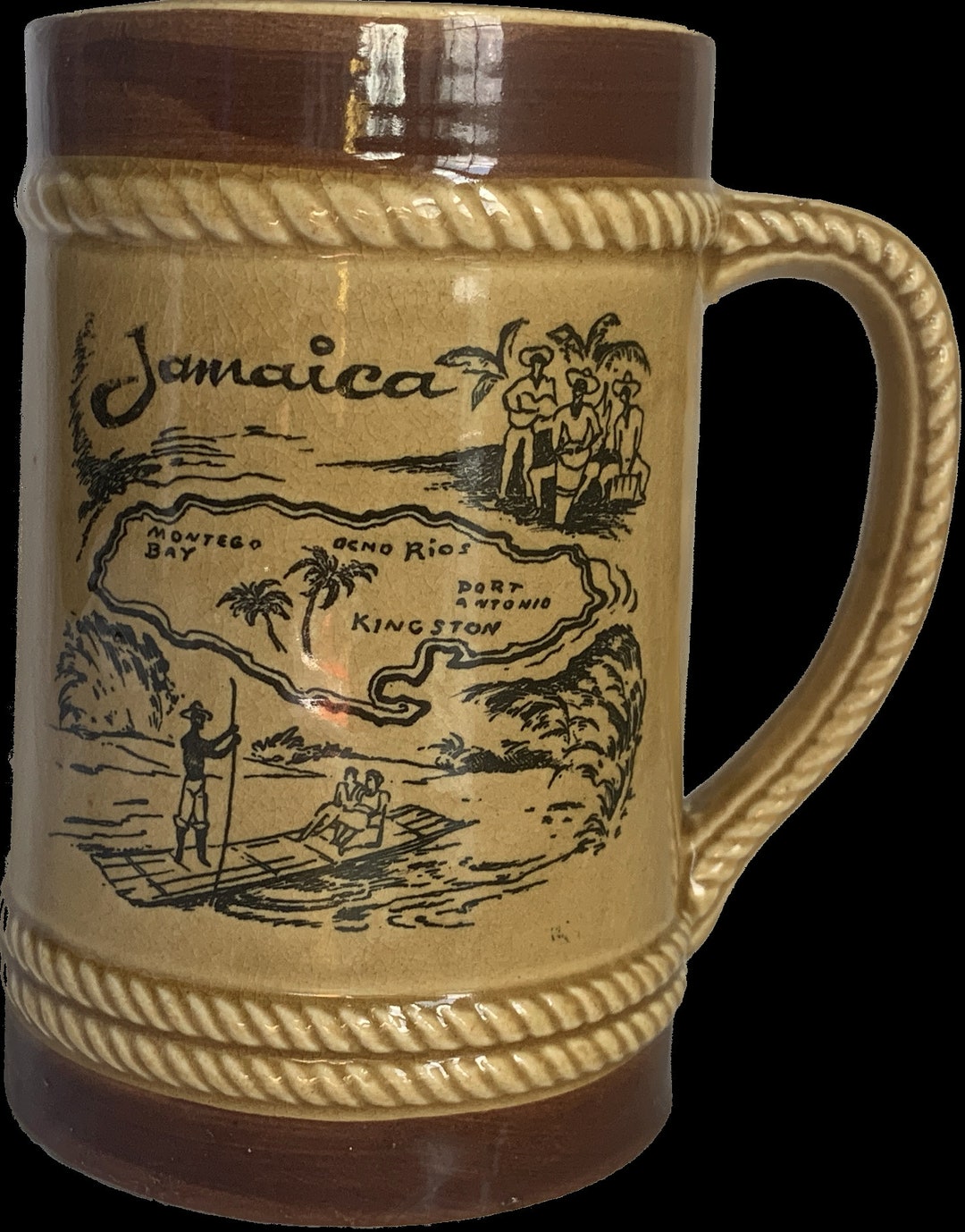 Vintage Jamaican Crest & Landmarks Mug Large Brown Collectible - Etsy