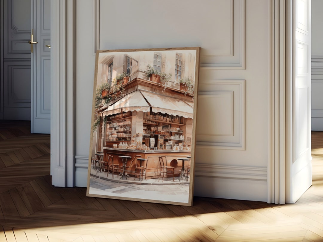 European Cafe Print, Cafe Art, Cozy Wall Art, Bakery Painting, Living ...