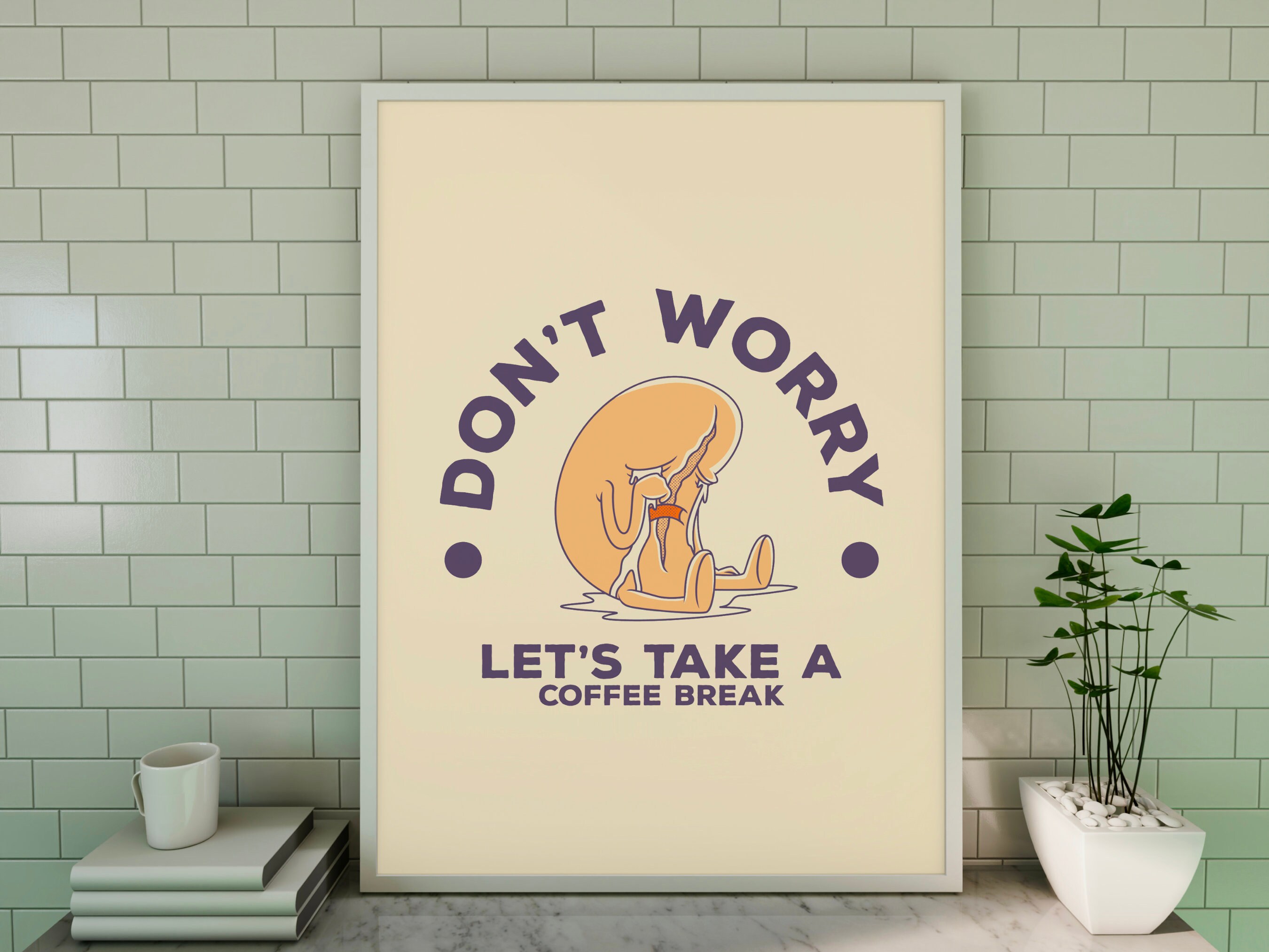 Coffee Break Print, Retro Coffee Cartoon, Retro Cartoon Art, Digital ...
